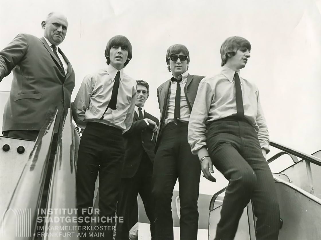 The Beatles arrive in Frankfurt for refueling stop between Singapore ...