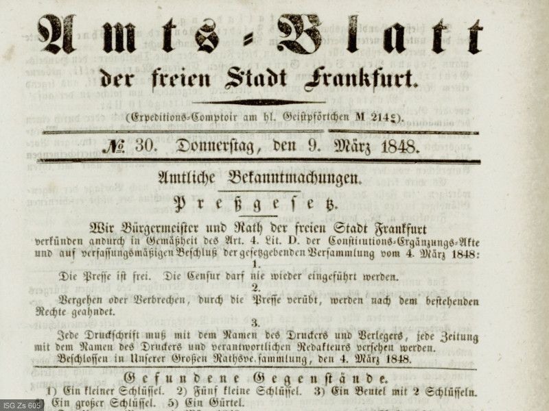Institut für Stadtgeschichte Frankfurt - Unterrichtsmaterialien - 1848/ ...